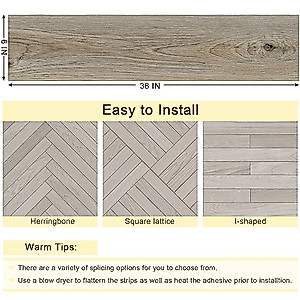 STICKEEP 6" x 36" Peel and Stick Vinyl Floor Tile Roll Floor Tiles Peel and Stick Waterproof Adhesive Peel and Stick Flooring Temporary Flooring for Renters Bathroom Bedroom Kitchen Camper 4 Pack