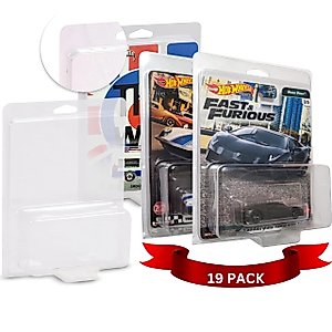 Clamshell Premium Protector Case Compatible with Premium Hot Wheels Pop Culture Series – 0.60MM Thick Clear PET Protector Packs Blister for Toy car Set (Pack of 19)