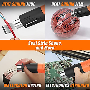 TDAGRO Mini Heat Gun 400W, 482°F & 752°F 2 Temp Setting Embossing Heat Gun, Fast Heating, Overload Protection with Reflector Nozzle for DIY, Electronics, Shrink PVC Tubing/Wrapping/Crafts, Epoxy Resin