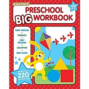 Preschool Big Workbook Ages 3 - 5: 320 Pages, Letter and Numbers Tracing, Early Math, First Writing, Phonics, Alphabet and more (Gold Stars)
