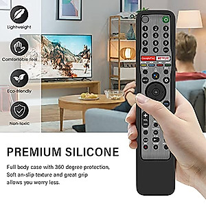 Protective Case for Sony RMF-TX600U RMF-TX500U RMF-TX500E RMF-TX621U RMF-TX600E Smart TV Remote Silicone Battery Back Cover Holder Shockproof Anti-Slip Covers for Sony Voice Remote Control (Black)