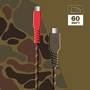 Skullcandy Line+ Braided USB C Charger Cable, 60W USB C to USB C with Fast Charging for iPad/Mini/Pro/Air, Macbook Pro, Samsung Galaxy, Nintendo Switch and Laptops, 4ft - Standard Issue