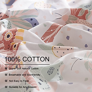 Ivellow Twin Duvet Cover Kids 100% Cotton Butterfly White for Cute Bedding Set 3Pcs Ultra Soft Breathable Patterned Cartoon Comforter Boys Girls Toddler Teen