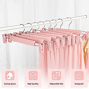 Lamitocs Skirt Hangers，Pants Hangers with Clips，360 ° Swivel Hooks Space Saving Hangers for Pants, Skirts, Clothes, Jeans (10Pack, Pink)