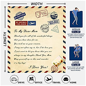 Gifts for Mom from Daughter or Son - Soft Flannel Hug Mother Letter Throw Blanket Thanksgiving, Christmas, Mother's Day, Birthday Gifts (60 x 50 Inches)