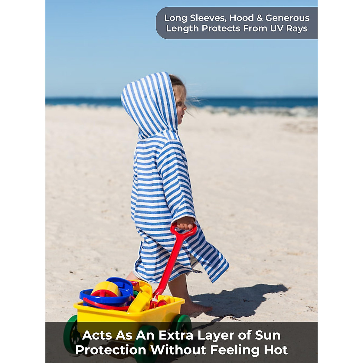 SAMMIMIS Kid’s Beach Towel with Hood - Boys & Girls Swim Cover Up - Pullover Hooded Beach Towel with Long Sleeves – Light, Quick Dry Towel & Hoodie