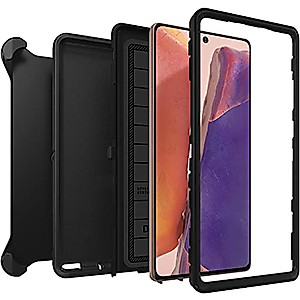OtterBox Defender Screenless Series Rugged Case & Belt Clip Holster for Galaxy Note 20 5G (ONLY Not for The Ultra Models) Retail Packaging - Black - with Microbial Defense