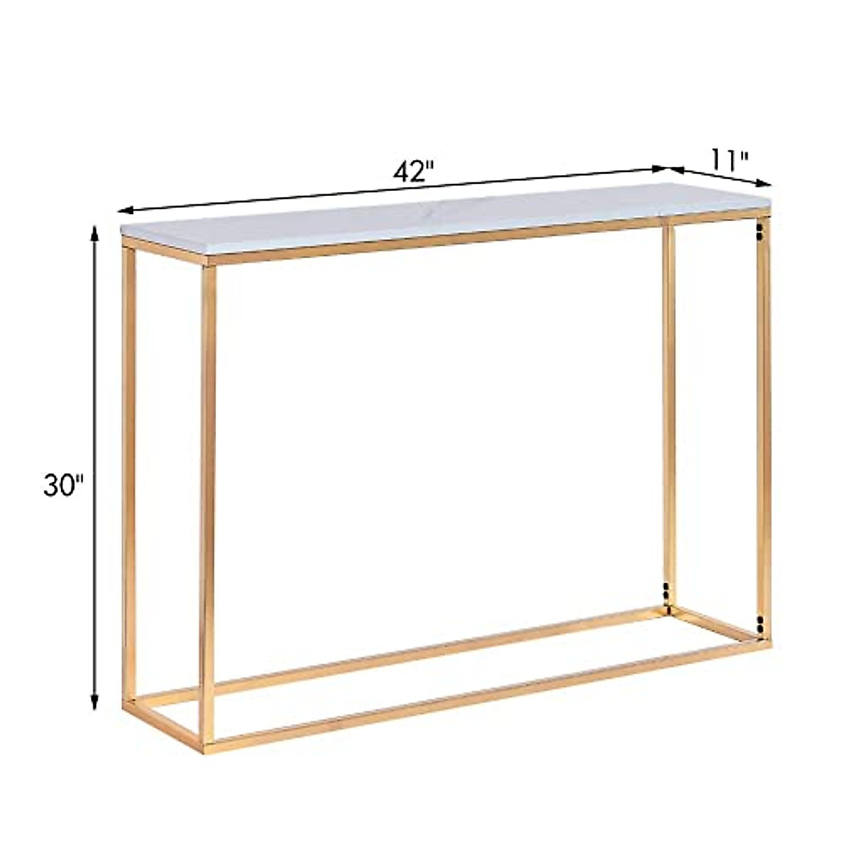 42” Console Tables for Entryway, Faux Marble Sofa Tables, Entryway Table for Living Room, Gold Entrance Table, MDF Entry Table, Foyer Tables w/ Metal Frame, Behind Couch Table for Hallway (Gold Frame)