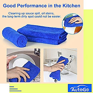 AutoGo 16x16 Inch Pack of 3 Versatile Microfiber Cleaning Cloth, High-Absorbent Lint-Free Streak-Free Towel for Car, House, Kitchen, Window, etc.