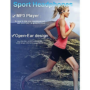 Bone Conduction Headphones Waterproof Headphones for Swimming - Bluetooth MP3 Player Wireless IPX8 Sport Earphones Open Ear 16GB with Mic Noise Cancelling for Running Diving Underwater Gym Spa