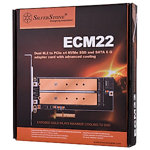SilverStone Technology M.2 PCIE Adapter for SATA or PCIE NVMe SSD with Advanced Thermal Solution (ECM22)