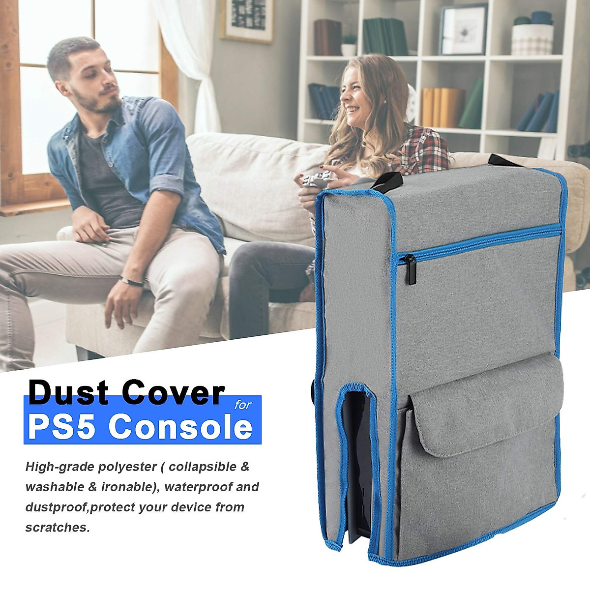 dtylean Black Dust Cover for PS5 Console, Anti Scratch Waterproof Sleeve for Playstation 5 Console Digital Edition & Regular Edition (Vertical)