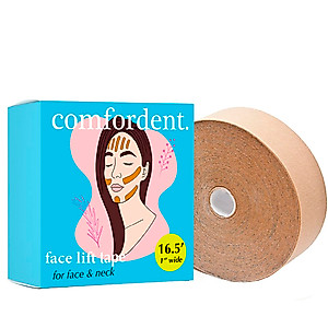 Comfordent Kinesiology Tape for Face & Neck Lift - Non-Invasive Wrinkle Remover - Anti-Wrinkle Myofascial Release - V-line Chin Skin Lifting Sticker Sleep Strip Patch Roll (Beige)