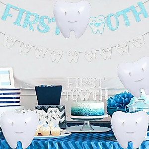 First tooth party balloons,white tooth balloon for first tooth party decoration Dental Student Graduation Party supplies/tooth Clinic decoration balloons