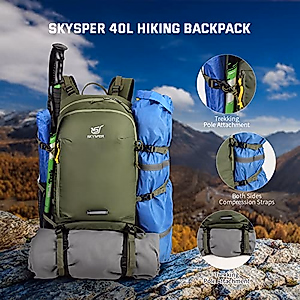 SKYSPER Hiking Backpack 40L Waterproof Camping Backpack Lightweight Hiking Daypack, Travel Back Pack for Men Women