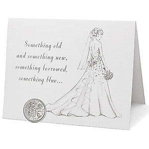 IMOMOTO Sixpence Coin for Bride’s Shoe with Wedding Card, Something Old, Something New, Something Borrowed, Something Blue, and a Sixpence for Her Shoe (1954~1967)