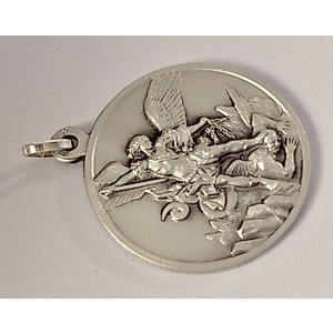 925 STERLING SILVER SAINT MICHAEL THE ARCHANGEL MEDAL - BIG SIZE - MADE IN HIGH RELIEV
