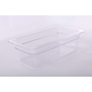 Hakka 1/3 Size Polycarbonate Food Pans,2.5"Deep Clear Steel Steam Table Pans Commercial Gastronorm Catering Food Containers for Restaurant, Hotel, Buffet,Party - Pack of 6
