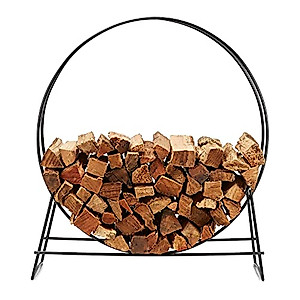 Uniflame, W-1889, Black Finish 48 in. Diameter Tubular Firewood Log Hoop Rack