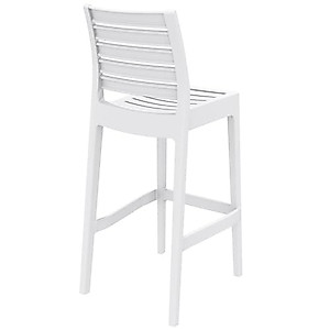 Pemberly Row 29.5" Outdoor Stackable Resin Bar Stool in White - Set of 2