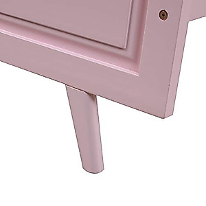 Wood Platform Bed Twin Bed Frame Mattress Foundation Sleigh Bed with Headboard/Footboard/Wood Slat Support,No Box Spring Needed (Pink)