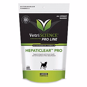 VetriScience HepatiClear Pro - Liver Health Supplement for Dogs - Supplement Supports Liver Function & Maintenance - Liver Support Formula Aids Immune System Balance - 60 Chews