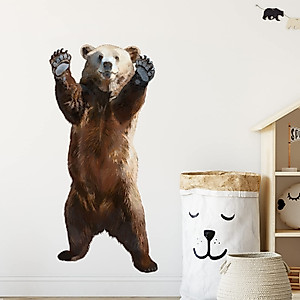 RoyoLam Standing Brown Bear Wall Decal Nursery Animal Wall Sticker Removable Peel and Stick Waterproof Wall Art Decor Stickers for Kids Baby Classroom Living Room Playing Room Bedroom