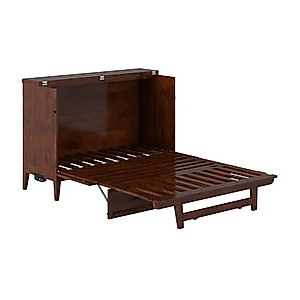 AFI, Sienna Full Murphy Bed Chest with Built-in Charger, Walnut