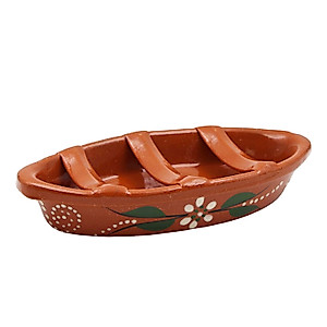 Hand Painted Portuguese Terracotta Oval Sausage Roaster Made in Portugal