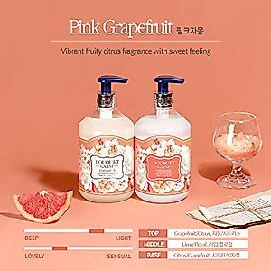 Bouquet Garni Shampoo Pink Grapefruit - Long Lasting Fragrance Dry Hair Moisturizing - Scalp Moisturizer and Cleansing with Natural Surfactant - Nutritious Amino, Protein, Natural Oil - 16.9 Fl Oz