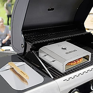 Mimiuo Portable Barbecue Pizza Top Oven Kit with 13" Pizza Stone and Foldable Pizza Peel - Stainless Steel Gas Grilled Pizza Oven for Most Gas Grill Charcoal Grill Pellet Grill & Other Grills