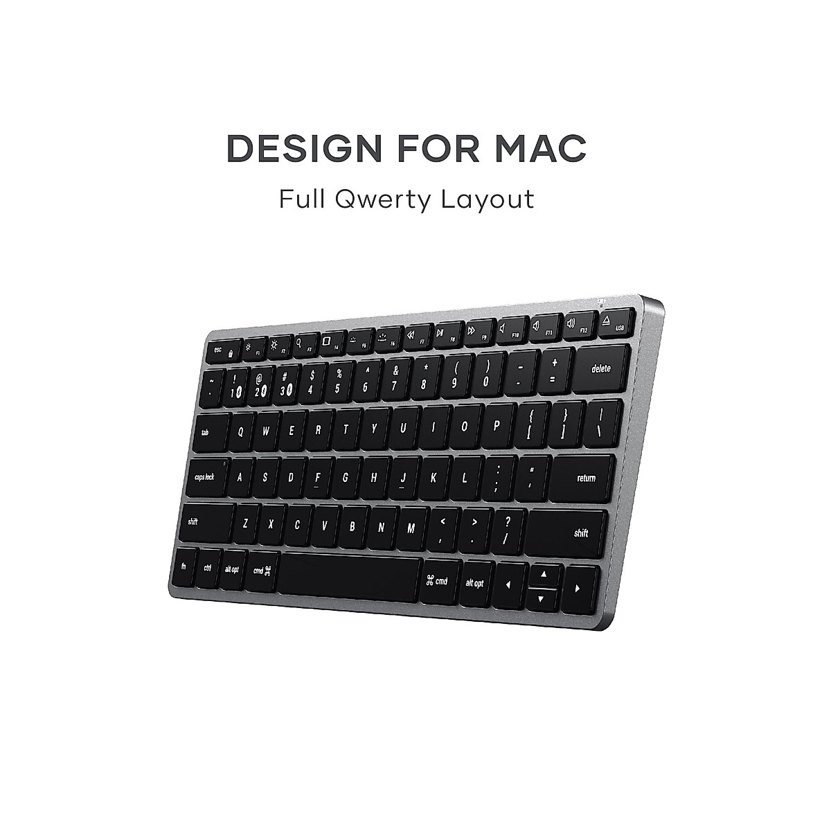 Satechi Slim X1 Bluetooth Backlit Keyboard – Illuminated Keys & Multi-Device Sync – for M2/ M1 MacBook Pro/Air, M2/ M1 iPad Pro/Air, M2 Mac Mini, iMac M1 - Space Gray