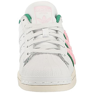 adidas Women's Superstar Sneaker, White/Clear Pink/Semi Court Green, 9.5 Narrow