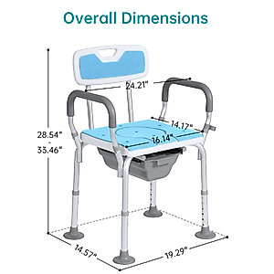 ELENKER 4 in 1 Shower Chair, Medical Shower Seat Bath Chair with Non-Slip Tips and EVA Pad for Elderly, Disabled and Pregnant Women