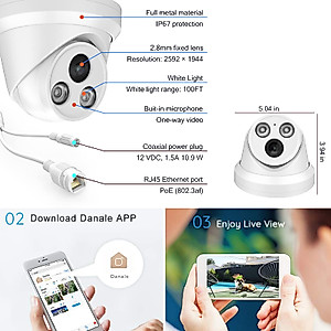 Compatible for Hikvision 5MP IP PoE Turret Camera -AI Human/Vehicle Detection,Built in Mic,100ft EXIR Night Vision,Outdoor Turret Poe IP Camera+2.8mm Lens+IP67+30fps