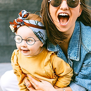 Zjoey 3 Pairs Kid Costume Santa Claus Glasses Metal Wire Rim Clear Lens Eyewear Fabric Doll Dress Up Eyeglasses Dolls Costume Accessories for Old Man Old Lady Costume (4.53 Inch, Fit for Kid Costume)