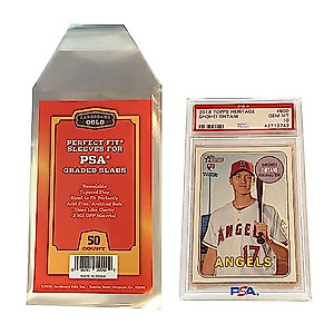 Cardboard Gold PSA Graded Card Sleeves - Perfect Fit Resealable Sleeves for PSA graded Baseball, Football, Gaming & Sports Cards, 50 Count Pack