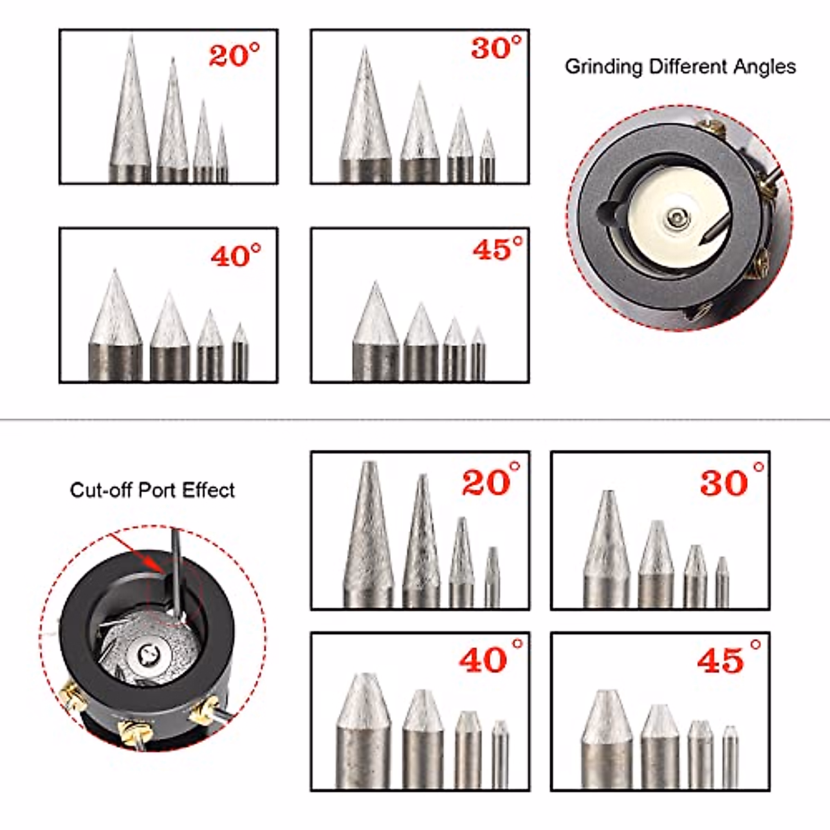3mirrors ALUMINUM Tungsten Electrode Sharpener Grinder for TIG Welding Tool w/Cut-Off Slot Multi-Angle& Offsets, 4 Copper Screws Holes& 2 Upgrade CNC Mandrels& 5 25mm Diamond Wheels& Instructions