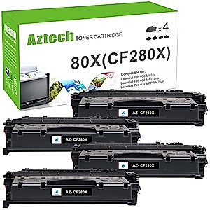 Aztech Compatible Toner Cartridge Replacement for HP 80X CF280X 80A CF280A for HP Pro 400 M401A M401D M401N M401DNE MFP M425DN Printer Ink (Black, 4-Pack)