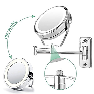 LEJDI Makeup Mirror, 3X Magnification Extendable Double Sided Bathroom Mirror Swivel Folding Round Shape Cosmetic Vanity Mirror (Color : Black, Size : 8inch 3X)