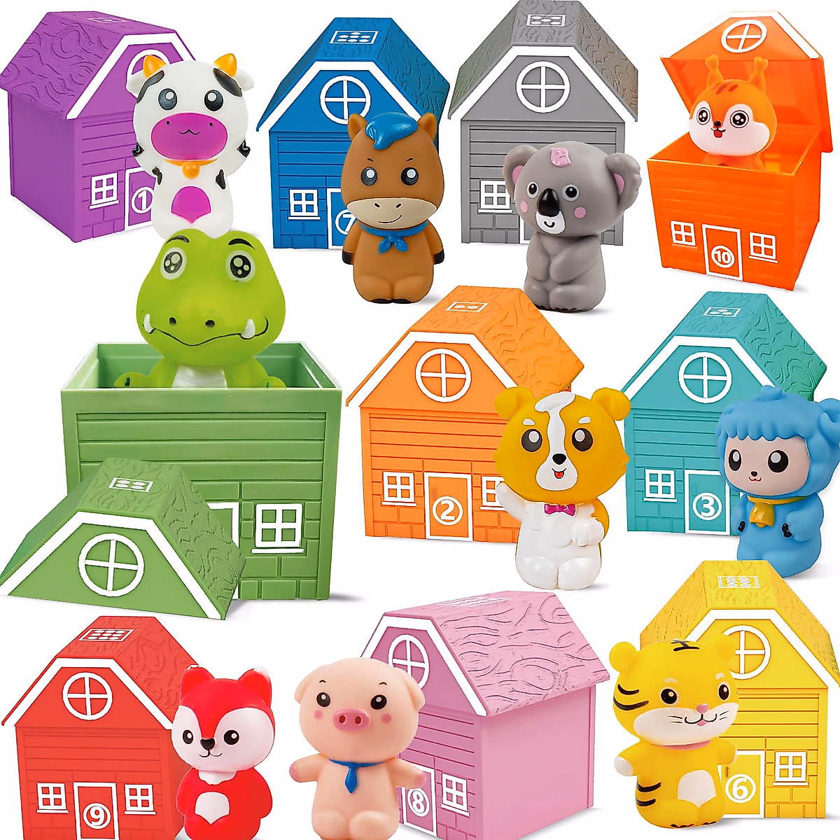 Learning Toys for 1 2 3 Years Old Toddlers, 20 Pcs Farm Animal Finger Puppets, Montessori Counting, Matching & Sorting Fine Motor Games, Birthday Educational Gift for Baby Boys Girls Age 12-18 Months