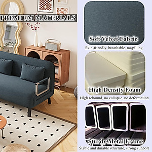 Gagawin Foldable Sleeper Sofa Bed, 3 in 1 Convertible Sofa Bed with 6-Position Adjustable Backrest, Multi-Functional Velvet Tri-Fold Sofa Bed Couch for Home Office, Twin Size, Gray