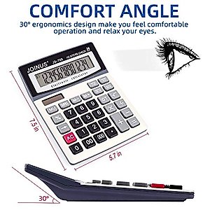 Large 14-Digit LCD Display Desktop Calculator with Check & Correct Function, Solar Battery Dual Power Calculator, Large Computer Keys Electronics Calculator for Office School Calculating