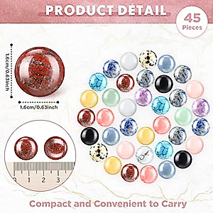 45 Pieces Gemstone Chakra 16mm Sphere Balls Crystal Worry Stones Bulks Gemstones Sphere Balls Assorted Crystal Sphere Polished Stone for Witchcraft Stress Relief Meditation Reiki Balancing Decor
