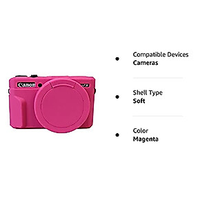 Removable Lens Cover Silicone Gel Rubber Soft Camera Case Cover for Canon PowerShot G7x Mark ii Camera Magneta