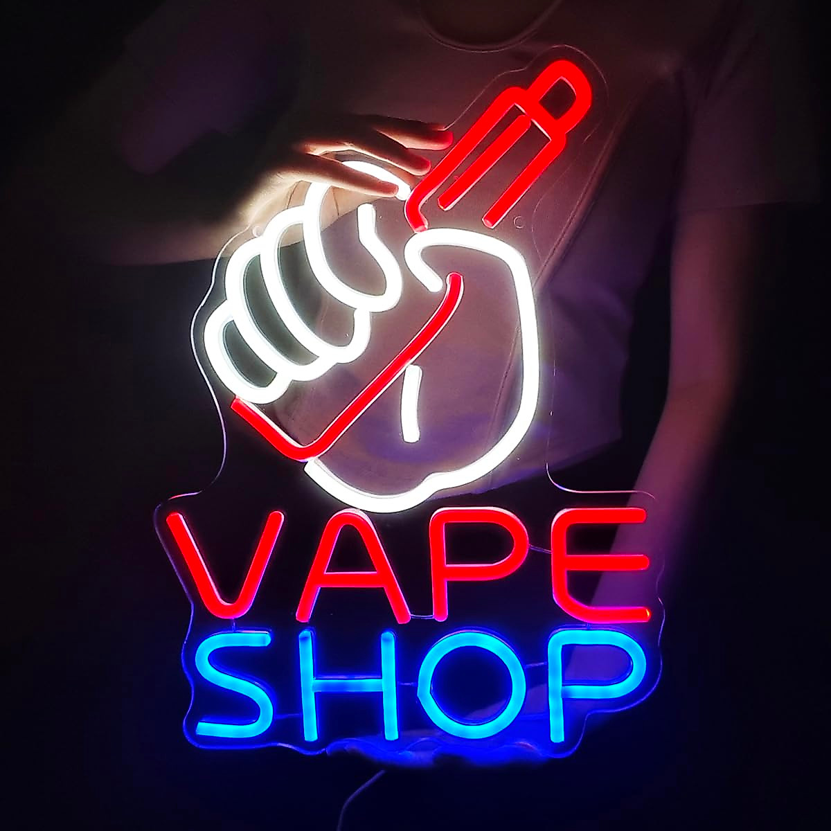 Planzo VAPE Shop Neon Sign for Smoke Shop LED Light Up E-cigar Business Store Sign Logo Wall Decor Neon Night Light Birthday Christmas Dad Husband Gift 5V 15.75"
