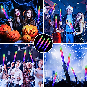 ColorHome Glow Sticks Bulk - 100 Pcs LED Foam Sticks Glow in the Dark Party Supplies with 3 Modes Flashing Effect, Glow Batons Party Favors for Party Wedding Birthday Concert Halloween Christmas