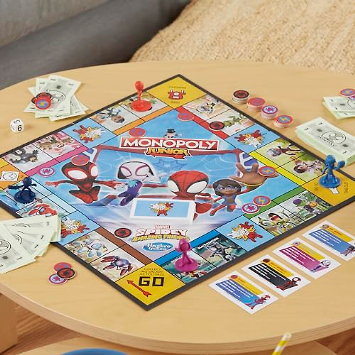 Hasbro Gaming Monopoly Junior: Marvel Spidey and His Amazing Friends Edition Board Game for Kids Ages 5+,with Artwork from The Animated Series,Kids Board Games