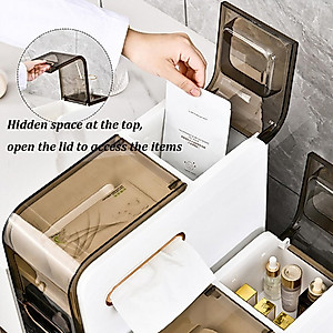 2-Tiers Slim Bathroom Storage Cabinet Narrow Bathroom Floor Storage Cabinet Plastic Drawers Organizer with Tissue Box and Wheels for Small Spaces, Kitchen, Laundry,Living Room Toilet Gap