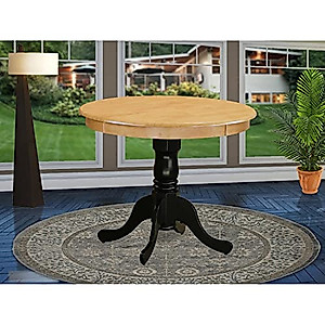 East West Furniture Antique Modern Dining Round Kitchen Table Top with Pedestal Base, 36x36 Inch, Ant-obk-tp